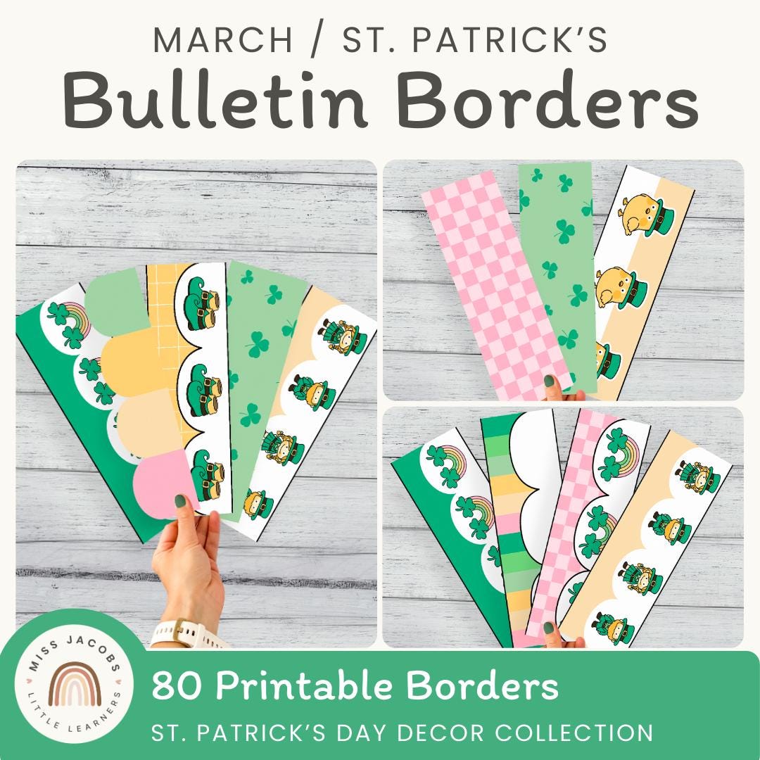 St. Patrick’s Day Bulletin Board Border: Lucky Clover March Theme ...