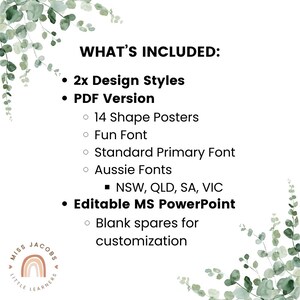 Shape Posters for Kindergarten, Modern Botanical Printable 2D Shapes ...