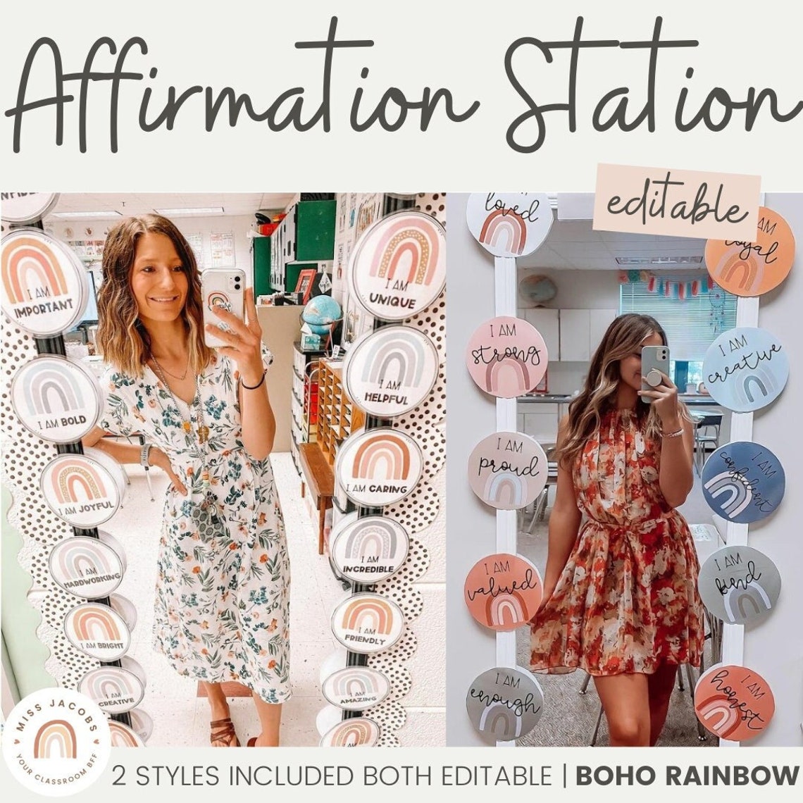 BOHO RAINBOW Affirmation Station Positive Affirmations - Etsy