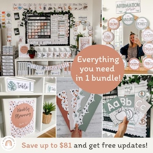 MODERN JUNGLE Classroom Decor Bundle - EDITABLE! Boho Jungle Vibes ...