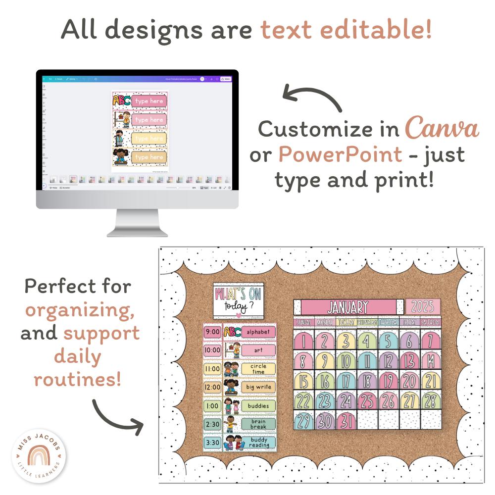 Visual Timetable | SPOTTY PASTELS Classroom Decor | Editable - Etsy