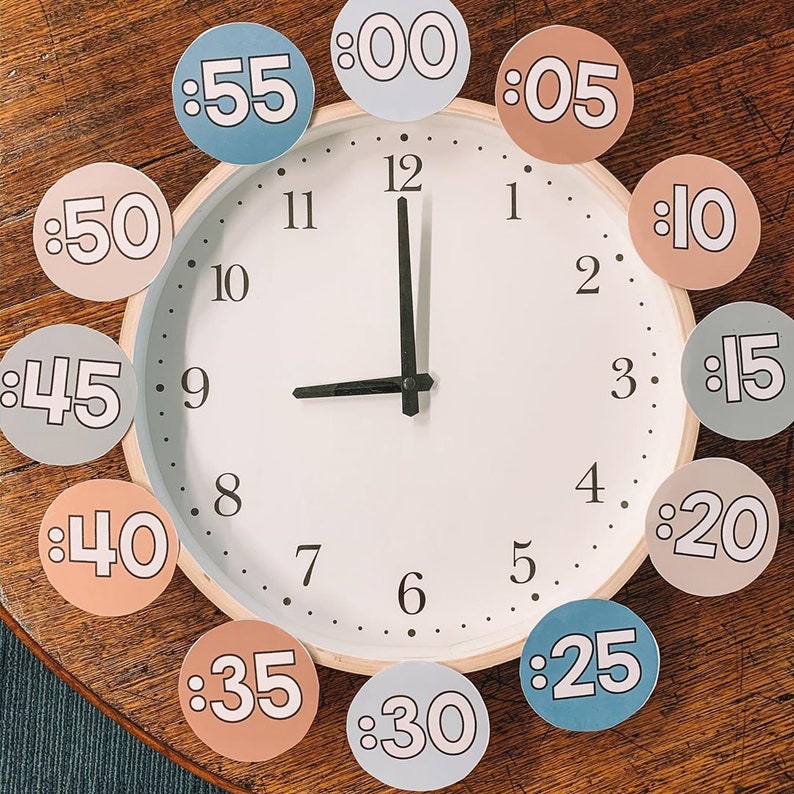 BOHO RAINBOW Clock Numbers Neutral Rainbow Classroom Decor - Etsy