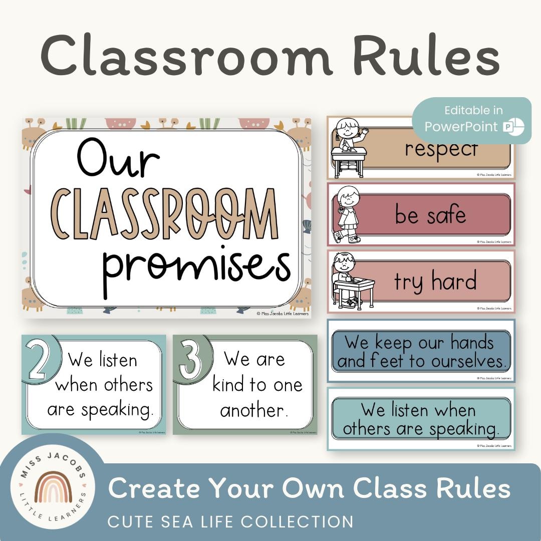 Classroom Rules Posters for Classroom Management | Cute Sea Life Decor ...