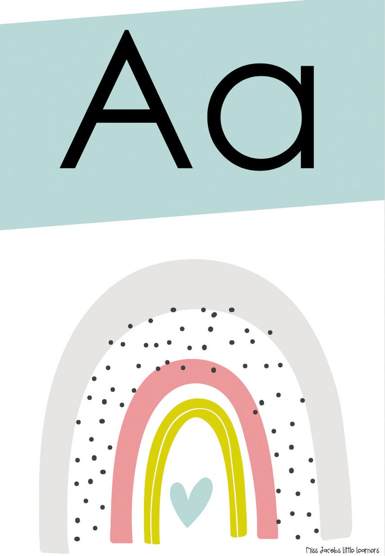 MODERN RAINBOW Alphabet Posters Editable Calm Colors | Etsy