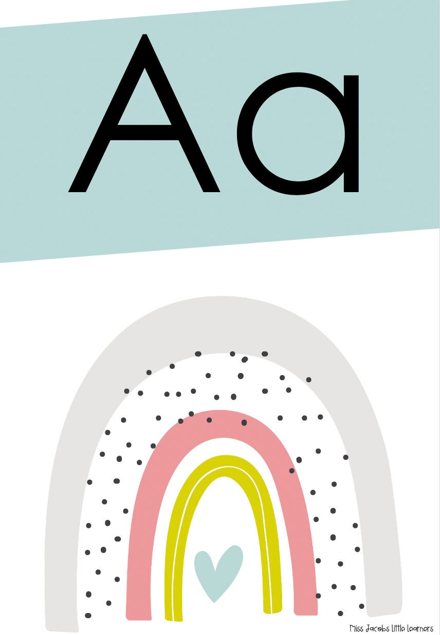 MODERN RAINBOW Alphabet Posters Editable Calm Colors | Etsy