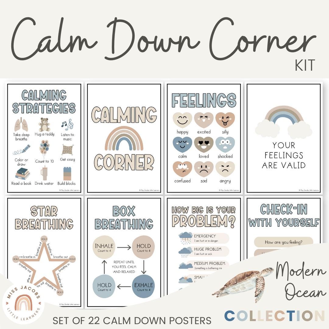 Calm Down Corner Kit, Social Emotional Calm Down Posters, Self ...