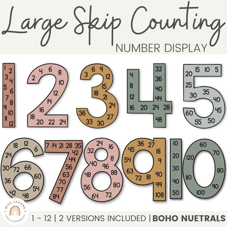 NEUTRAL Skip Counting Large Number Display Neutral Classroom - Etsy