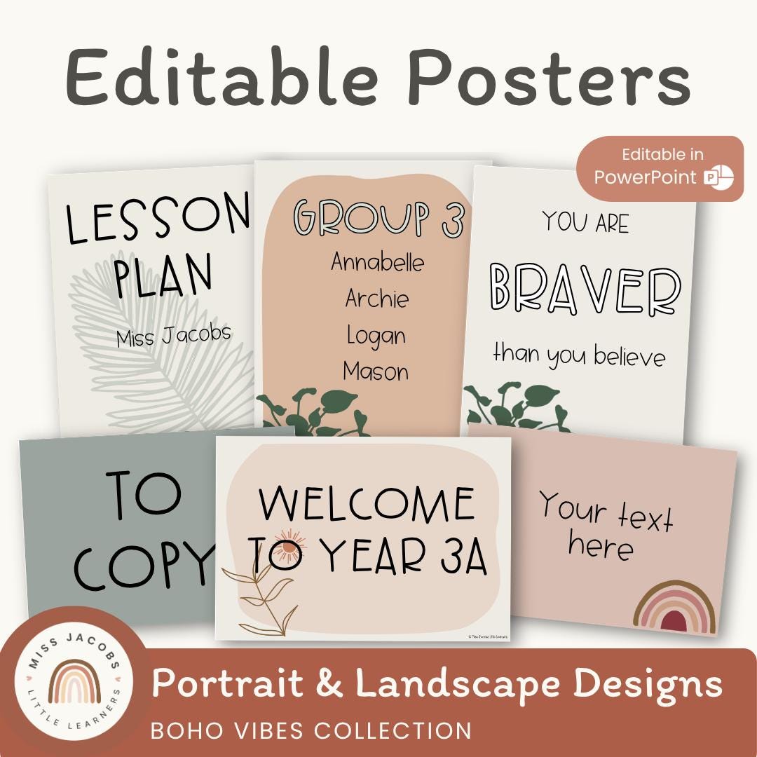 BOHO VIBES Editable Classroom Posters | Desert Neutral Classroom Decor ...