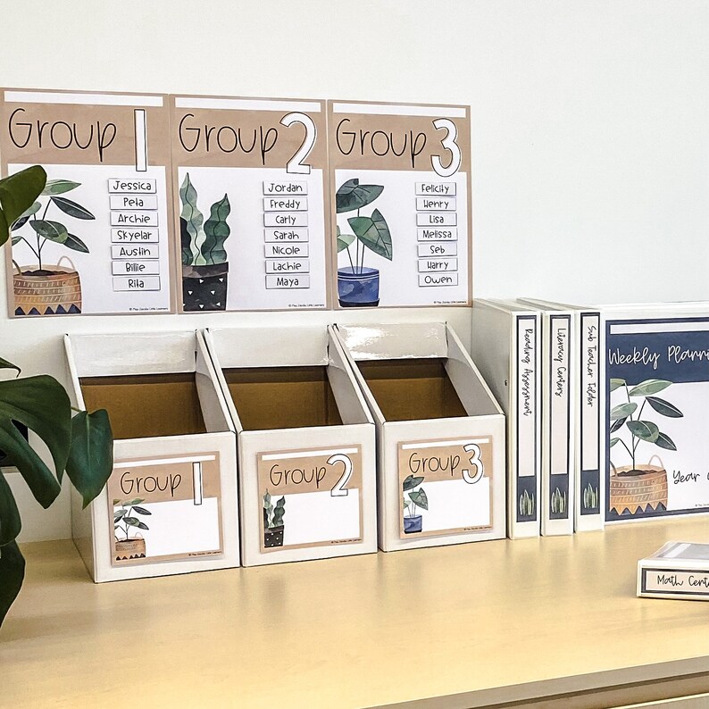Reading Group Organizers & Labels Modern Boho Plants Rustic - Etsy