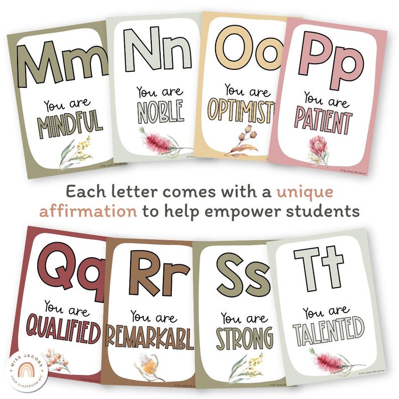 Affirmation Alphabet Posters Australiana Theme, Printable Australian ...