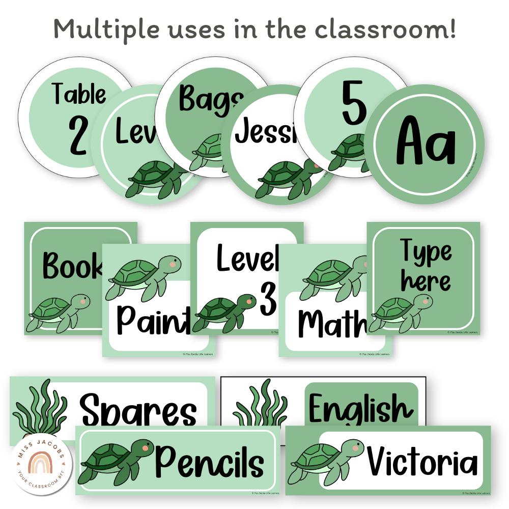 Sea Turtle Classroom Essentials Decor Bundle, Editable Teacher Must ...