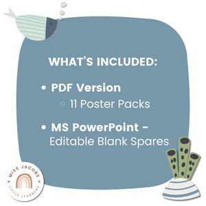 English Posters Bundle Reading and Writing Strategies Cute Sea Life ...