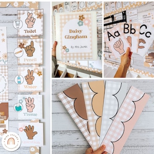 Daisy Gingham Classroom Decor Bundle | Editable - Etsy