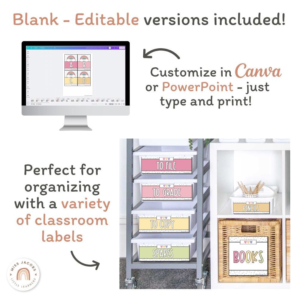 Classroom Labels | SPOTTY PASTELS Classroom Decor | Editable - Etsy