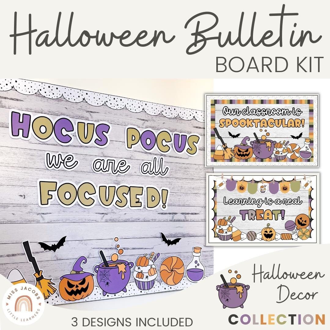 Halloween Bulletin Board Kit Spooky 3 in 1 Display Printable Halloween ...
