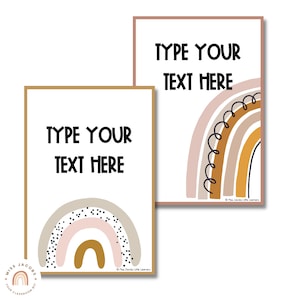 BOHO RAINBOW Editable Classroom Posters | Neutral Rainbow Classroom ...