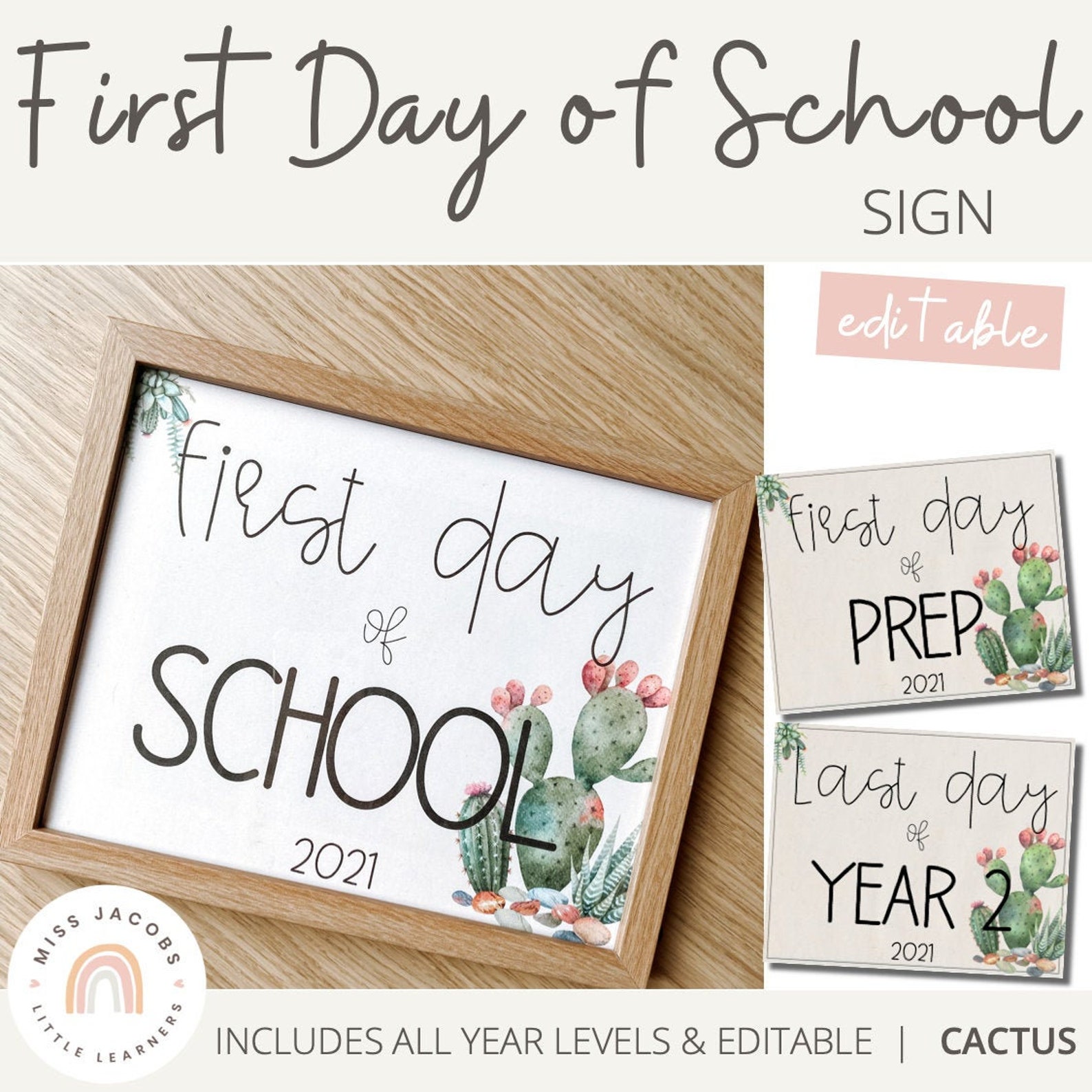 CACTUS First Day of School Signs Cactus Classroom Decor - Etsy
