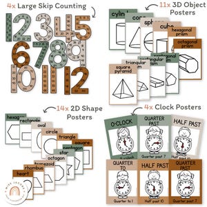 Math Posters Bundle Modern Jungle Earthy Tones (set of 18 Posters ...