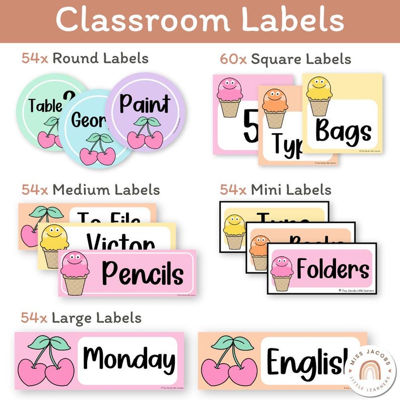 Pastel Ice Cream Classroom Decor Bundle, Editable Teacher Essentials ...