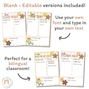 Editable Classroom Newsletter Template | Daisy Gingham Neutrals ...