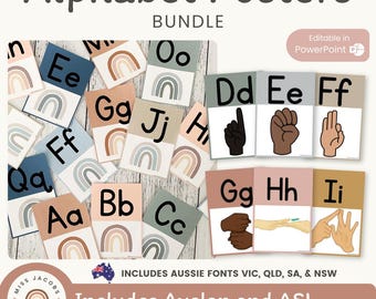 BOHO RAINBOW Hand Signals Posters | Editable | Neutral Rainbow ...