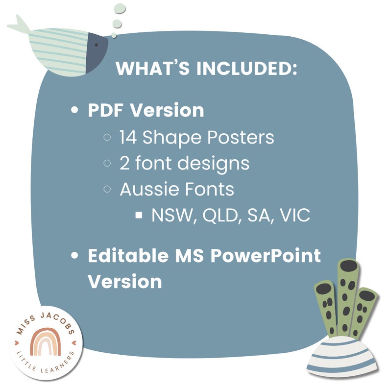 Shape Posters | Cute Sea Life Classroom Decor | Editable - Etsy