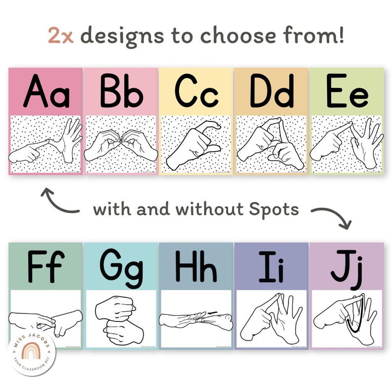 Auslan Alphabet Posters | SPOTTY PASTELS | Muted Rainbow Decor - Etsy ...