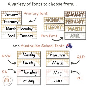 Days and Months Flashcards | Daisy Gingham Neutrals Classroom Decor - Etsy