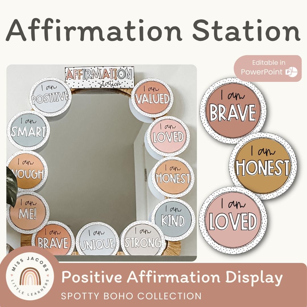 Affirmation Station SPOTTY BOHO | Positive Affirmations Mirror Display ...