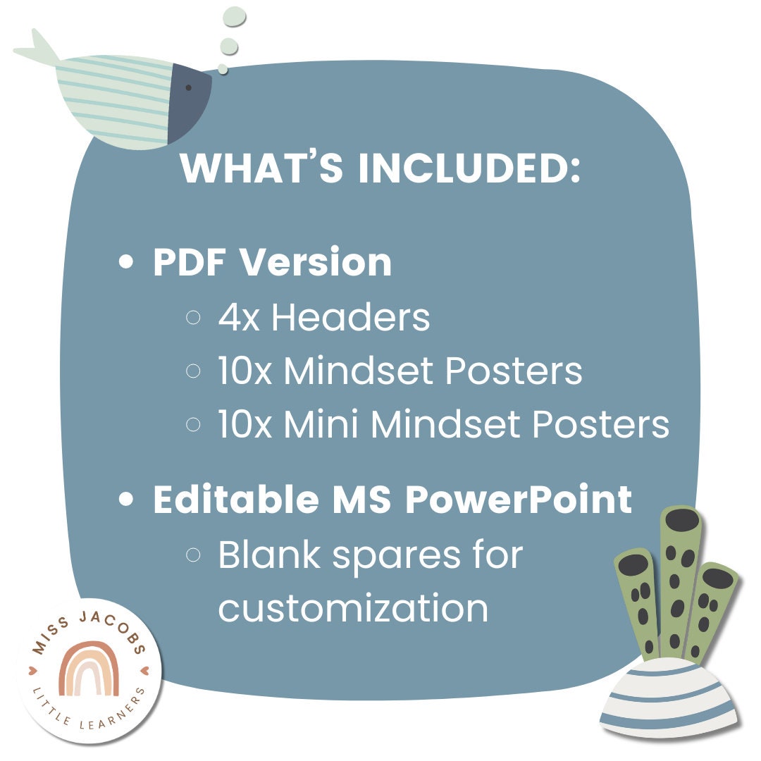 Modern Growth Mindset Display | Cute Sea Life Classroom Decor ...