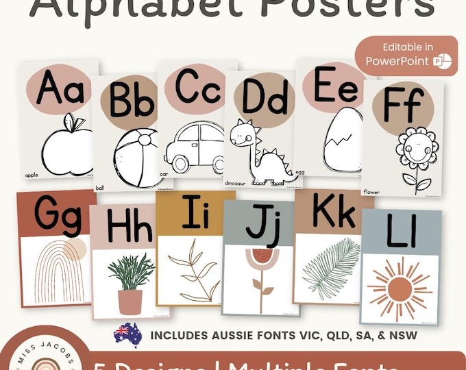 BOHO VIBES Alphabet Posters | Editable | Desert Neutral Classroom Decor ...