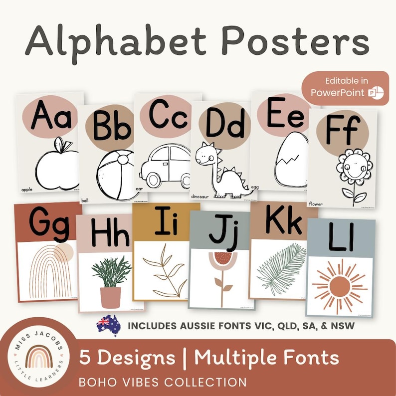 BOHO VIBES Alphabet Posters | Editable | Desert Neutral Classroom Decor ...
