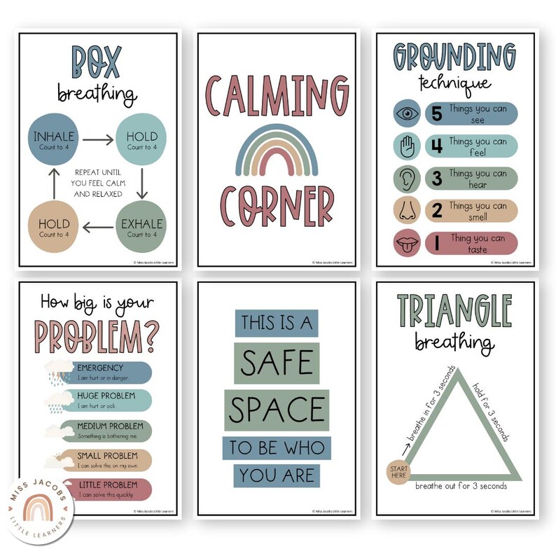 Calm Down Corner Kit Cute Sea Life, Ocean Theme SEL Posters, Printable ...
