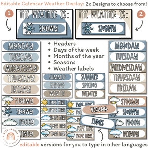 Classroom Calendar & Weather Pocket Chart Display | Modern Ocean ...