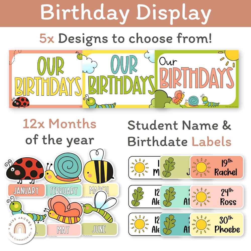Insects Theme Classroom Decor Bundle, Editable Spring Bugs Set Teacher ...