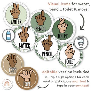 Botanical Hand Signals Posters for Classroom, Editable Visual Cues for ...