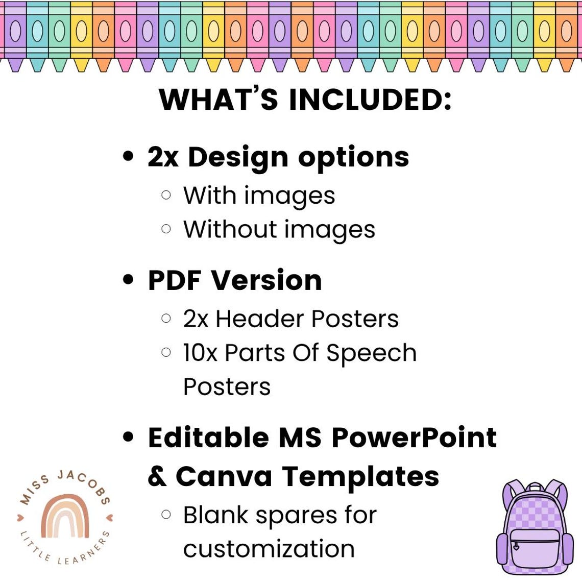 Cutesy Parts of Speech Posters, Colorful Grammar Anchor Charts ...