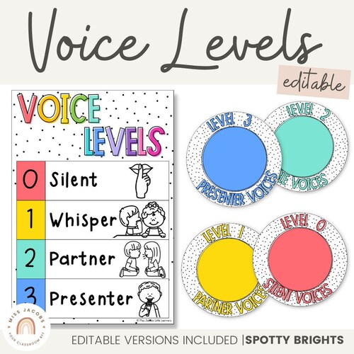 Boho Rainbow Voice Noise Level Display EDITABLE Classroom - Etsy