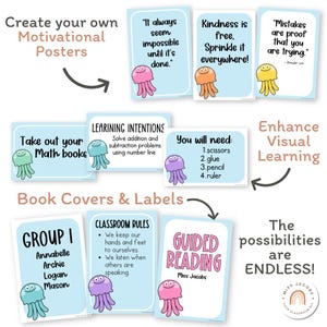 Ocean Jellyfish Classroom Decor Bundle, Calm Theme Pastel Teacher ...