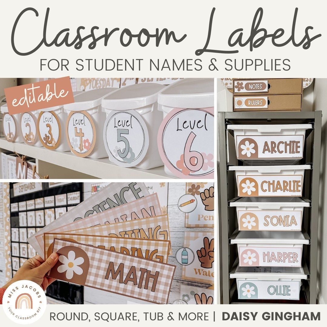 Classroom Supply Labels and Student Name Tags Bundle Daisy - Etsy