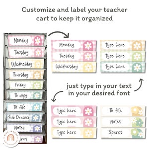 Teacher Trolley Labels | 10 Drawer Cart Labels in Daisy Gingham ...