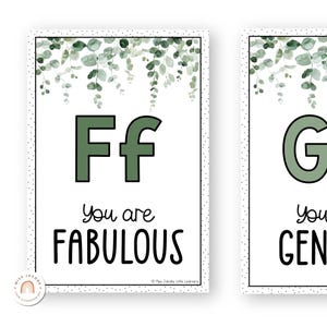 Botanical Affirmation Alphabet Posters, Editable Eucalyptus Alphabet ...