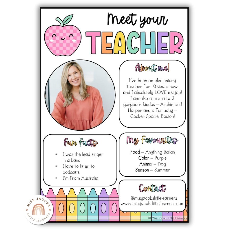 Meet the Teacher Templates Back to School Teacher Letter, Cutesy ...