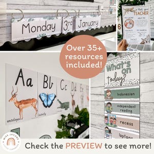MODERN JUNGLE Classroom Decor Bundle - EDITABLE! Boho Jungle Vibes ...