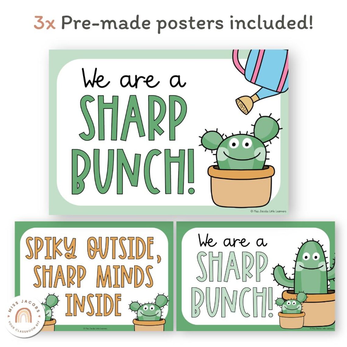 Succulent Cactus Door Display, Editable Welcome Sign and Name Tags ...