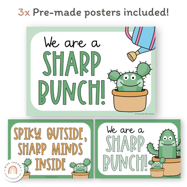 Succulent Cactus Door Display, Editable Welcome Sign and Name Tags ...