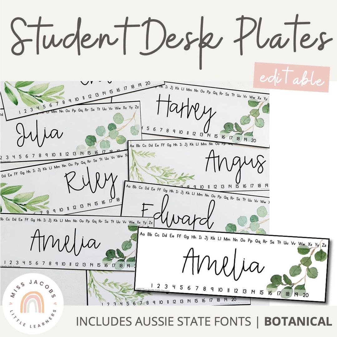 BOTANICAL Classroom Labels and Student Desk Plates | Editable | Modern ...