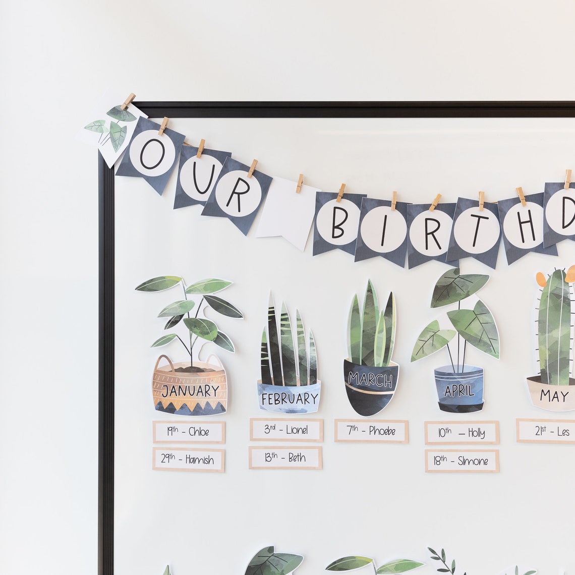 Modern Boho Plants Birthday Display Rustic Boho Classroom - Etsy
