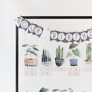 Modern Boho Plants Birthday Display | Rustic Boho Classroom Decor ...
