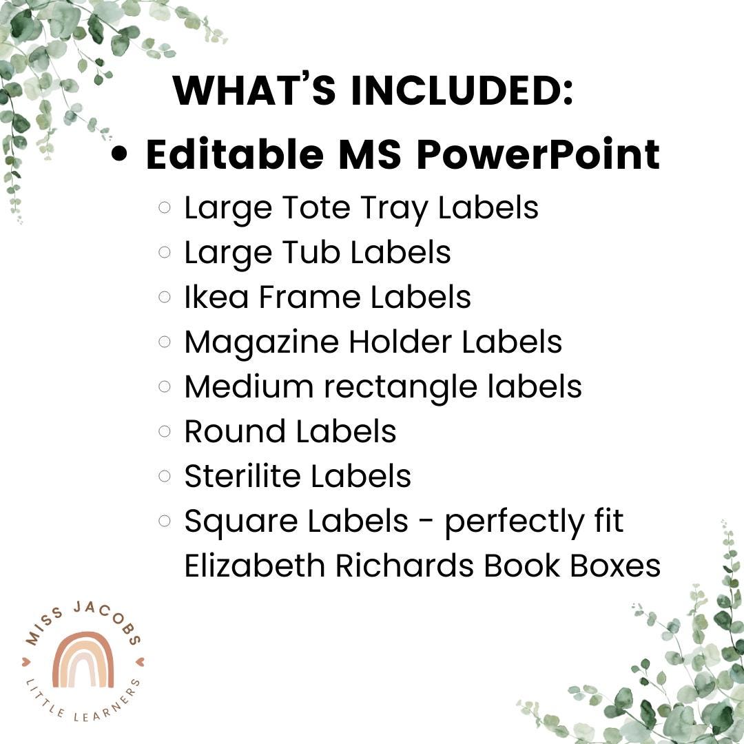 Editable Classroom Labels, Modern Botanical Name & Supply Tags, Tray ...